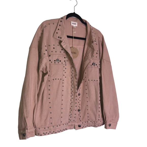 BiBi | Jackets & Coats | Bibi Blush Denim Studded Embellished Nude Jean ...